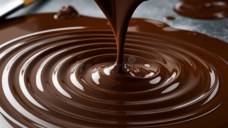 Rich Chocolate Flow Close-up on Smooth Surface Stock Illustration ...