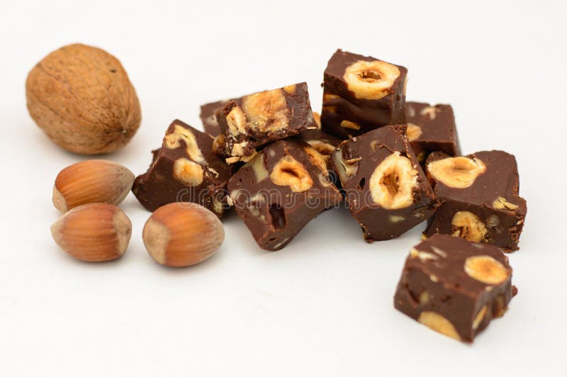 Rich Chocolate Fudge with Nuts Stock Image - Image of double, house ...