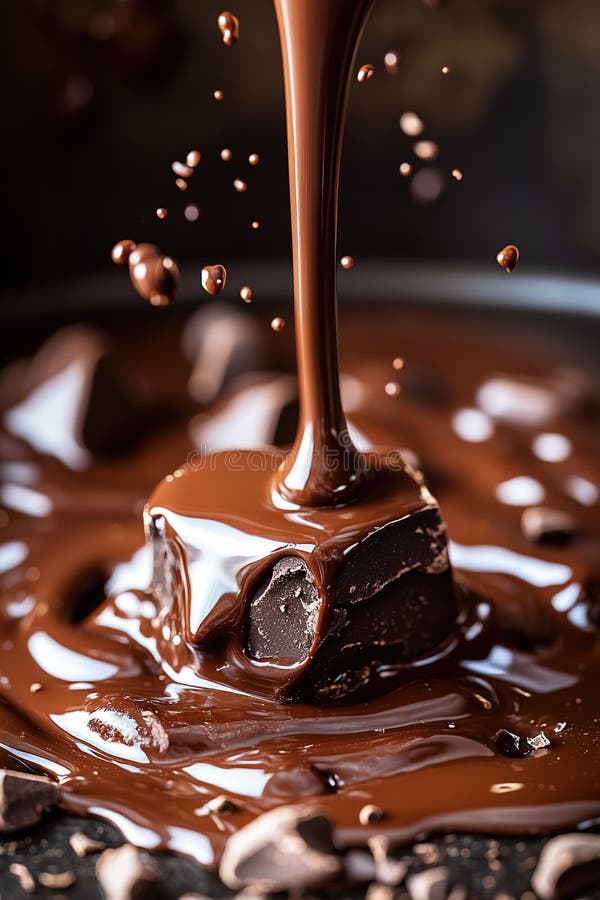 Rich Chocolate Liquid Dessert with Splashes of Melted Chocolate ...