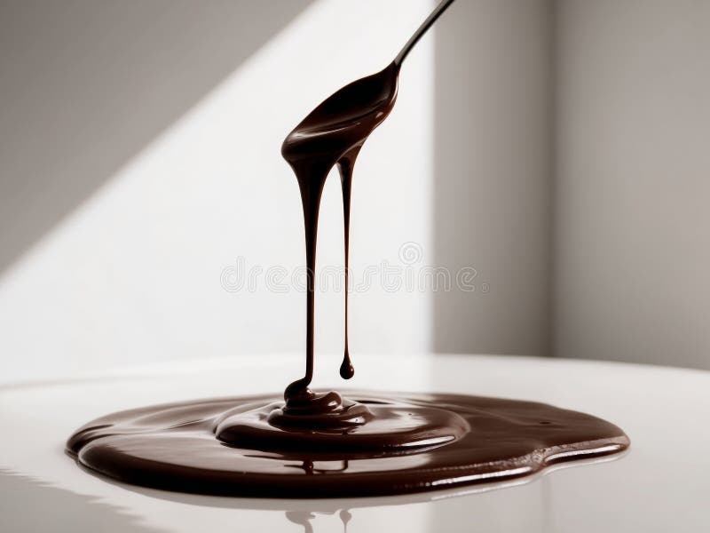 Rich Chocolate Syrup Being Drizzled Over Rich Chocolate Sauce. Stock ...
