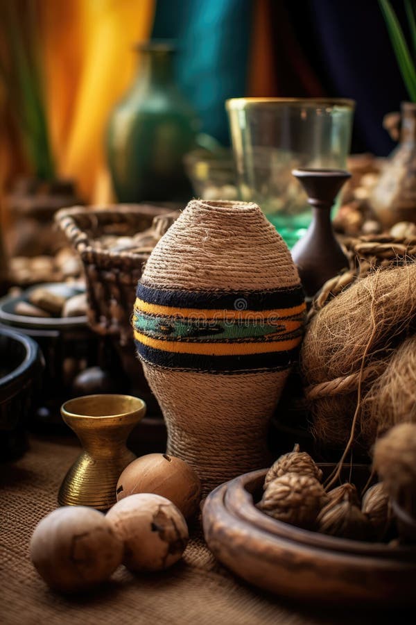 A Rich Collection of Natural Items and Decorative Vessels Stock ...