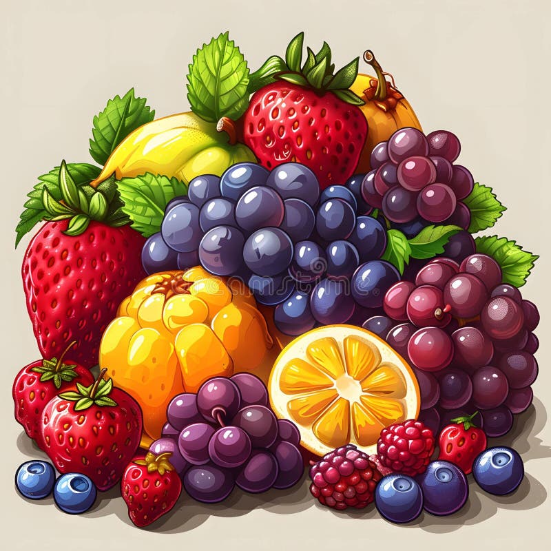Rich-colored Exotic Fruit Graphics. Stock Illustration - Illustration ...