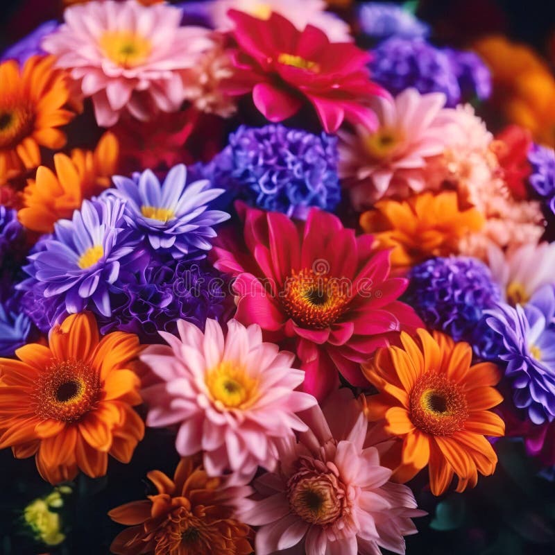 A Rich Composition of Colorful Flowers, with an Emphasis on Classic ...