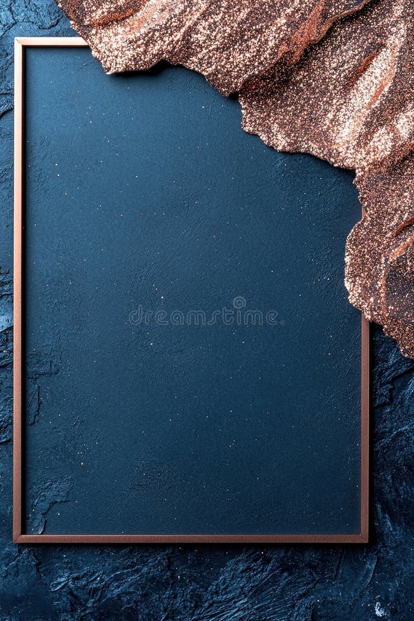 A Rich Copper Glitter Border Contrasts Beautifully with a Deep Navy ...