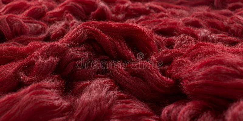 Rich Crimson Red Fiber Texture Soft Fluffy Yarn Background Stock ...