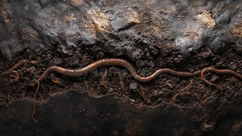 Rich Dark Soil with Visible Worms and Plant Roots . Stock Photo - Image ...