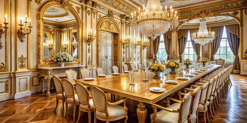 Rich Dinner Table Room Everything Made of Gold Big Table for ...