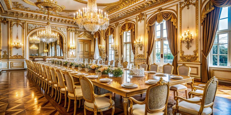 Rich Dinner Table Room Everything Made of Gold Big Table for ...