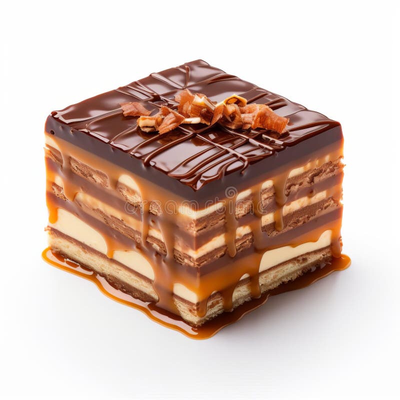 Rich Dobos Torte on White Background with Nuts Stock Illustration ...