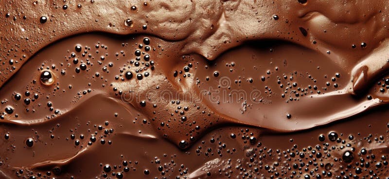 Rich, Glossy Chocolate Texture with Bubbles and Waves, Showcasing ...