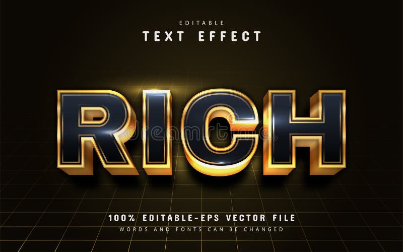 Rich Gold 3d Editable Text Effect Stock Vector - Illustration of ...