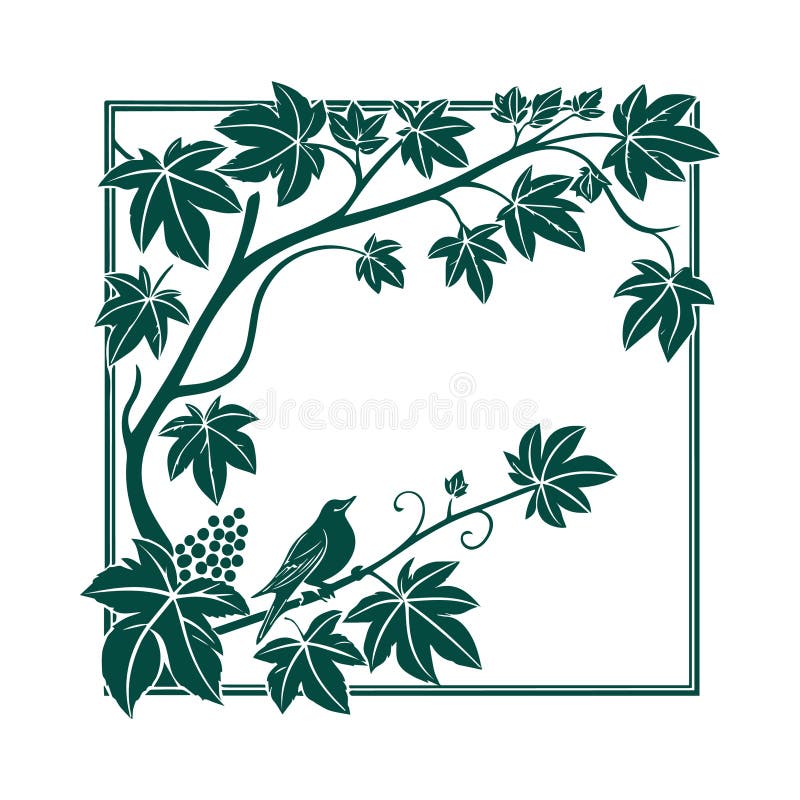 Rich Green Thick Leafy Rectangle Foliage Frame Clean Flat Design with ...