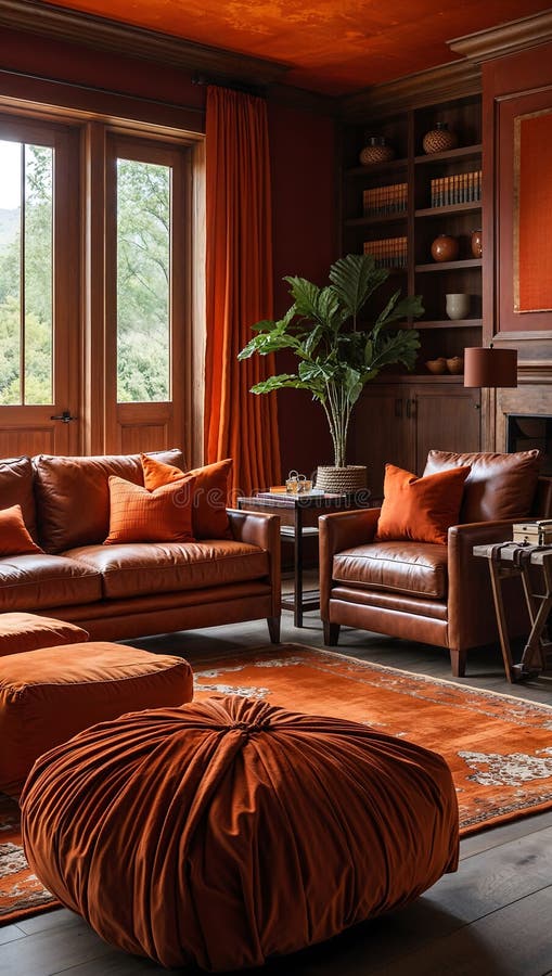 Rich and Inviting Color Scheme: Rust Orange and Deep Brown Stock ...