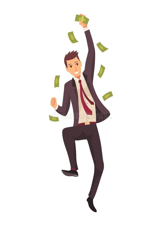 Rich man flat cartoon comic element, millionaire man money vector ...
