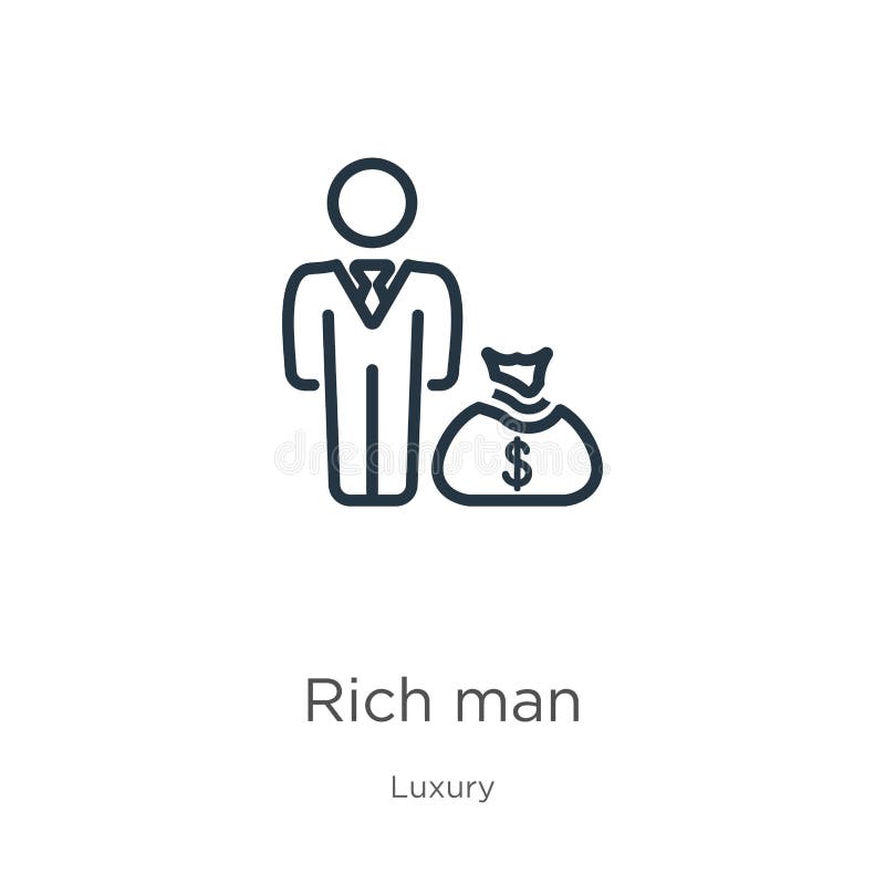 Rich Man Outline Vector Icon. Thin Line Black Rich Man Icon, Flat ...