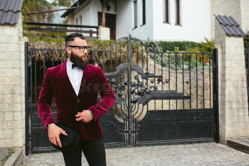 Rich Man in a Jacket Near His House Stock Image - Image of male, house ...