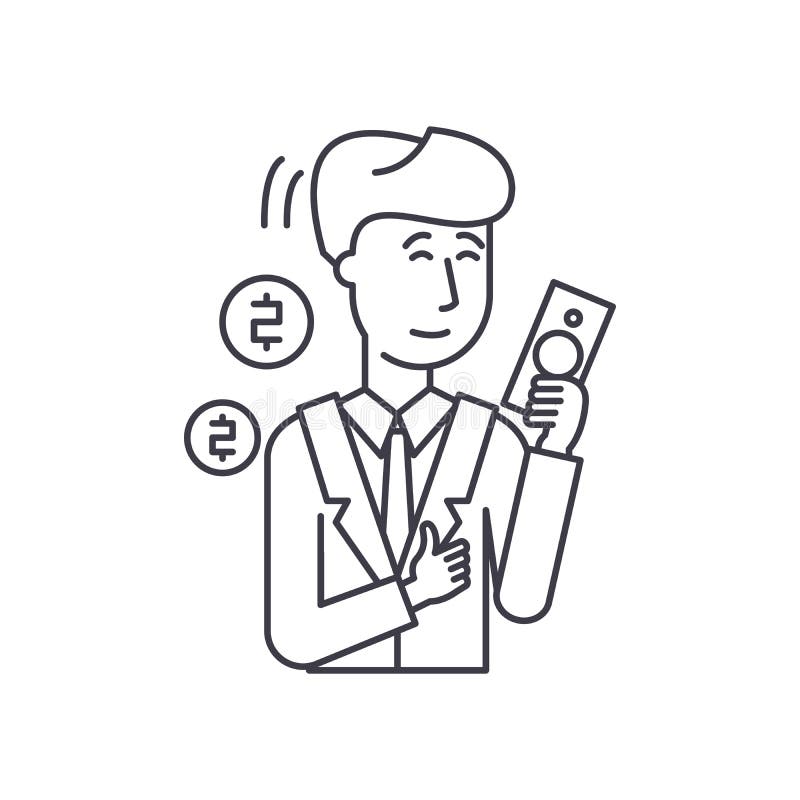 Rich Man Line Icon Concept. Rich Man Vector Linear Illustration, Symbol ...