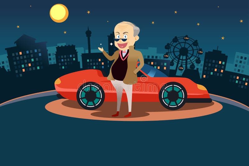 Rich Man Standing in Front of His Sport Car Stock Vector - Illustration ...