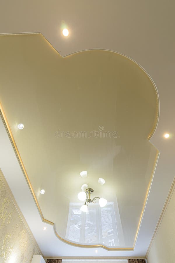 Two-level Oval Suspended Ceiling in the Interior of the Living Room ...