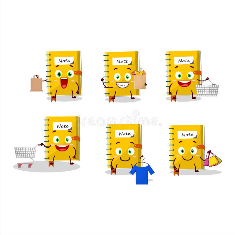 A Rich Note Book Mascot Design Style Going Shopping Stock Vector ...