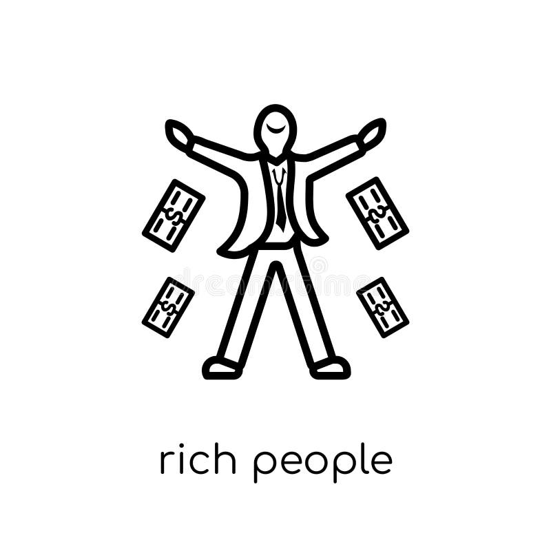 Rich Man Icon Of 3 Types Color, Black And White, Outline. Isolated ...
