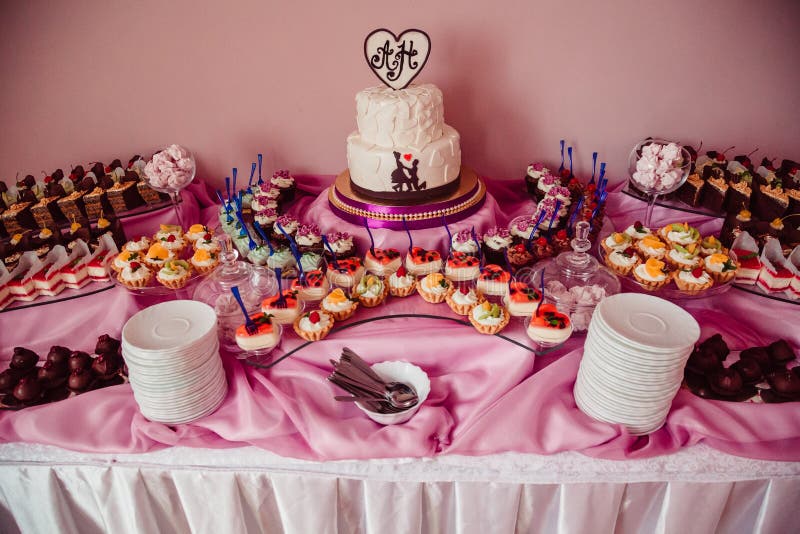Rich Pink Sweets Buffet Full of Delightful Desserts Stock Photo - Image ...