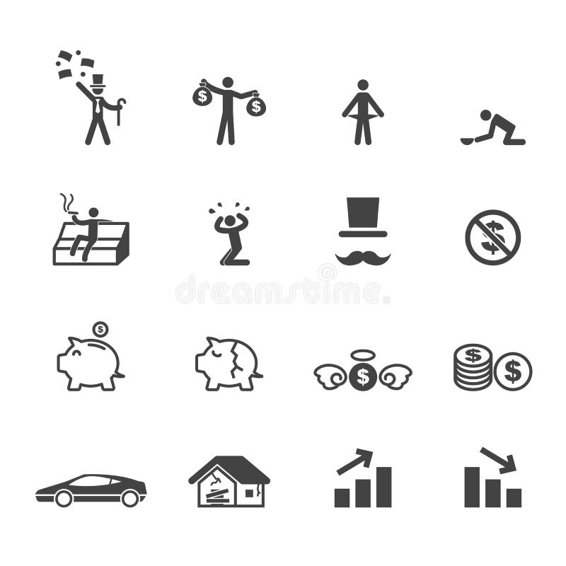 Rich and poor icons stock vector. Illustration of lost - 54019506