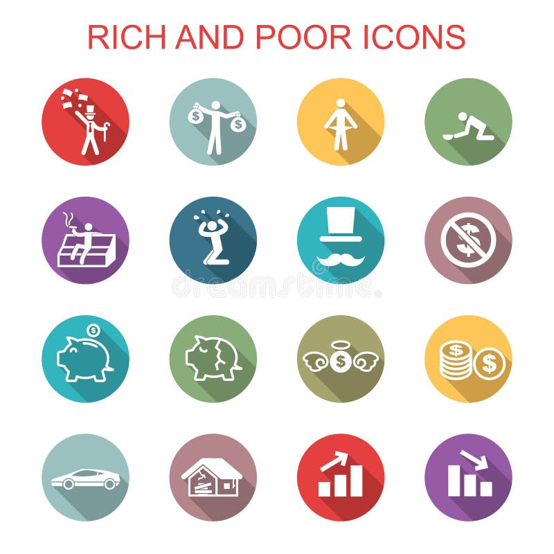 Rich and Poor Long Shadow Icons Stock Vector - Illustration of ...