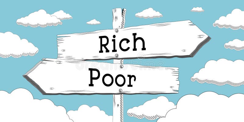 Rich or Poor - Outline Signpost with Two Arrows Stock Illustration ...