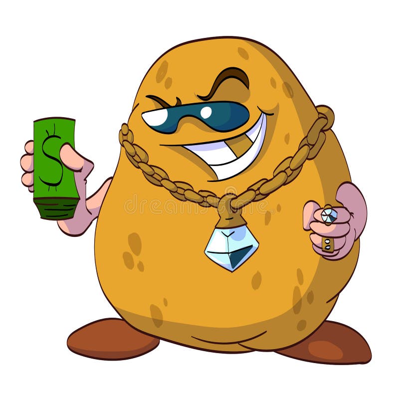 Cool potato cartoon stock illustration. Illustration of isolated - 48780729