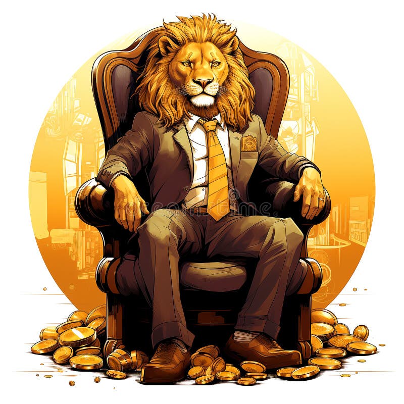 Rich and Powerful Lion on Chair Stock Illustration - Illustration of ...
