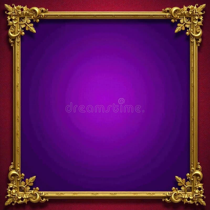 Rich Purple Backdrop, Gold Leaf Filigree, Classic Frame, Metallic, Gold ...