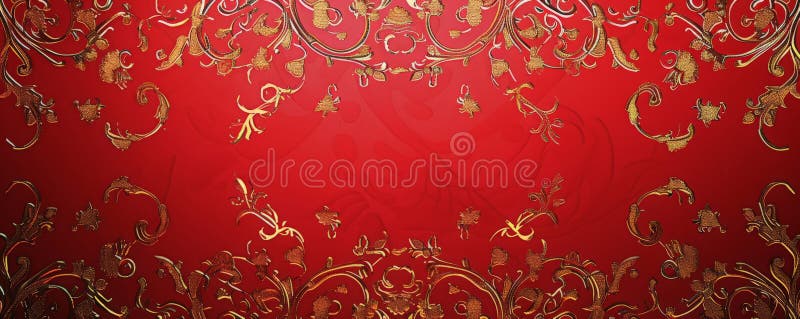 Rich Red Background Adorned Intricate Gold Patterns Creating Stock ...