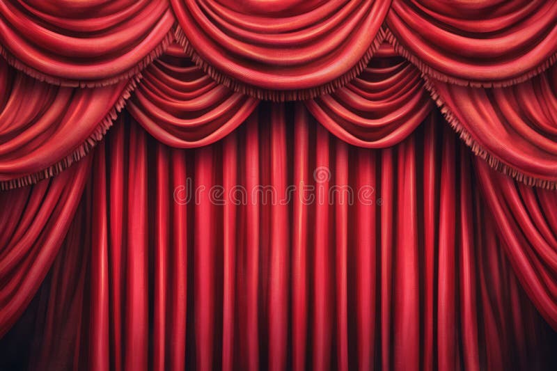 Vibrant Red Curtains with Dramatic Folds. AI Generated Stock Image ...