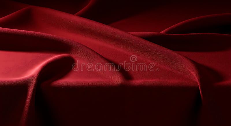 Rich Red Fabric with a Smooth, Glossy Surface Forms Elegant Folds and ...