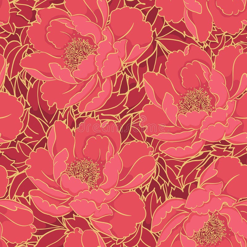 Rich red floral pattern stock vector. Illustration of floret - 46681091