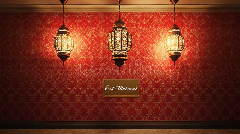 A Rich Red and Gold Wallpaper with Classic Arabic Patterns Stock ...
