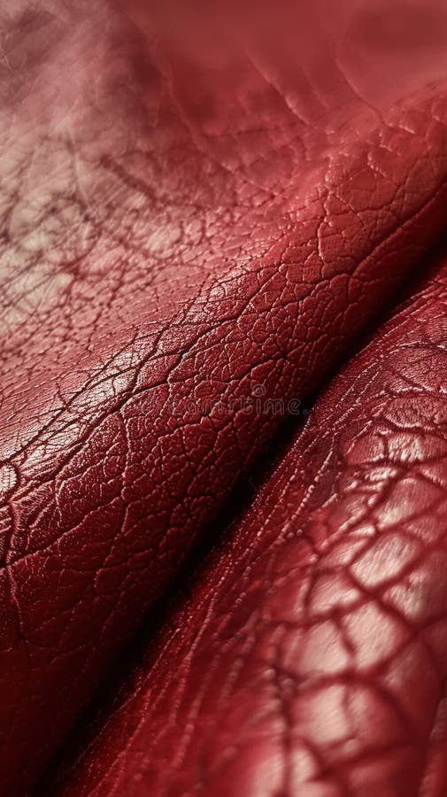 Close-Up View of Textured Red Leather Material with Natural Patterns ...