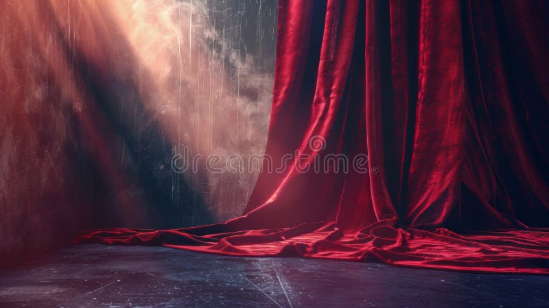 Luxurious Red Velvet Curtain Dramatic Lighting Shadows Stock Photos ...