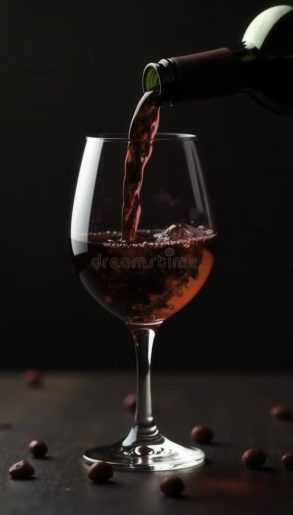 Rich Red Wine Flows from a Bottle into a Glass, Flow, Beverage, Bottle ...
