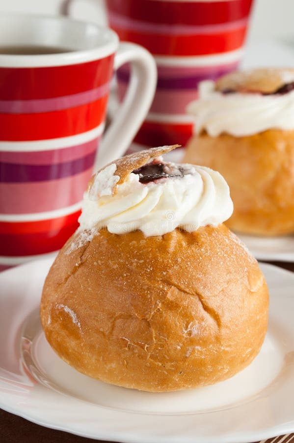 Rich Rolls with a Cream, a Close Up Stock Photo - Image of bake, plate ...