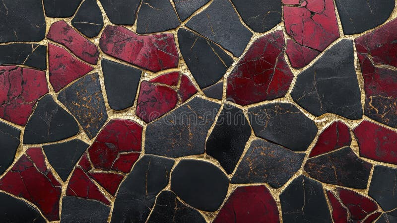 Rich Ruby Red and Black Mosaic with Gold Accents, Offering Picture ...