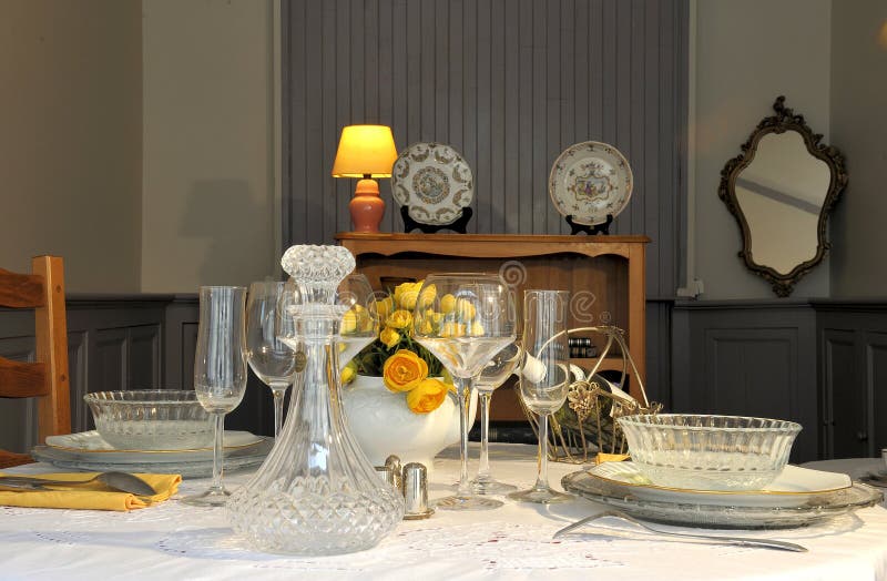 Rich Set Table Ready for Dinner Stock Image - Image of fashioned ...