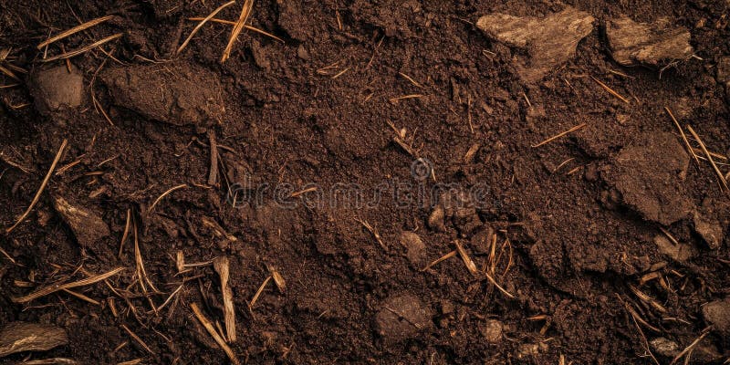 Rich Soil Texture with Organic Mulch and Natural Earth Tones Stock ...