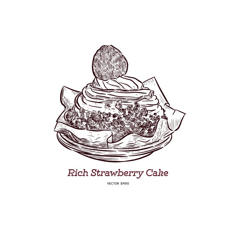 Rich Strawberry Cake, Hand Draw Sketch Vector Stock Vector ...