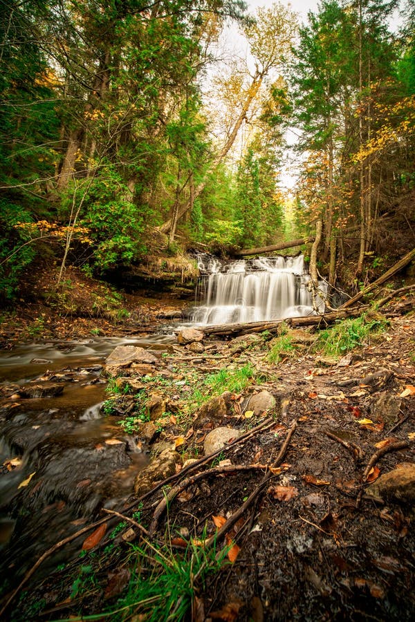 Marquette Autumn Vibrant Waterfall Landscape Stock Photo - Image of ...