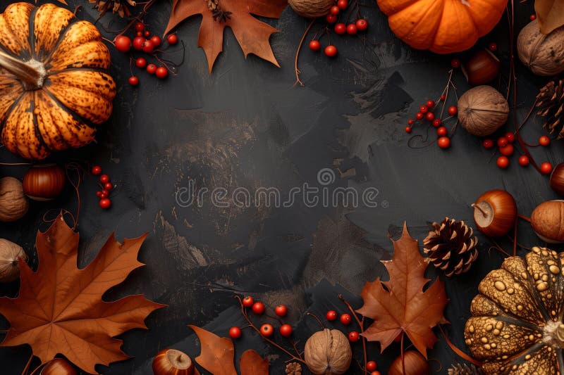 Autumn Flat Lay with Diverse Pumpkins and Leaves Stock Image - Image of ...