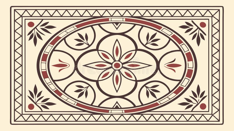 Ornate Rectangular Panel with Central Floral Design, Vector Design ...