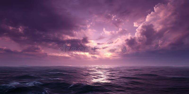 A Rich Violet Ocean Under a Sky Filled with Stars for Dreamy, Oceanic ...