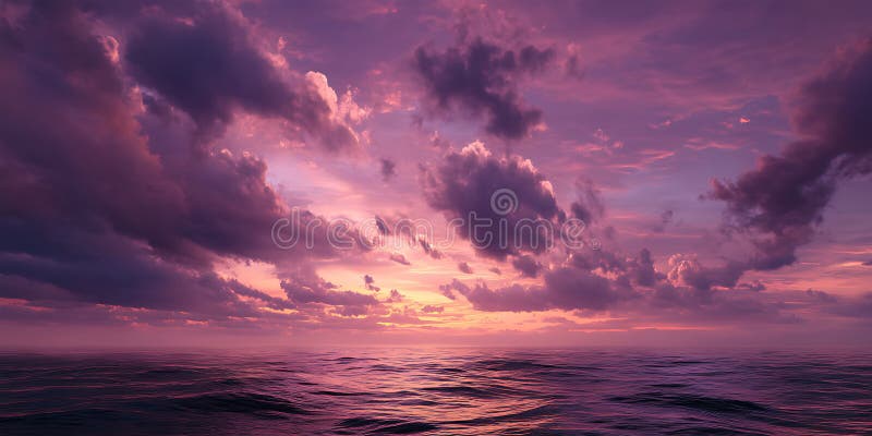 A Rich Violet Ocean Under a Sky Filled with Stars for Dreamy, Oceanic ...